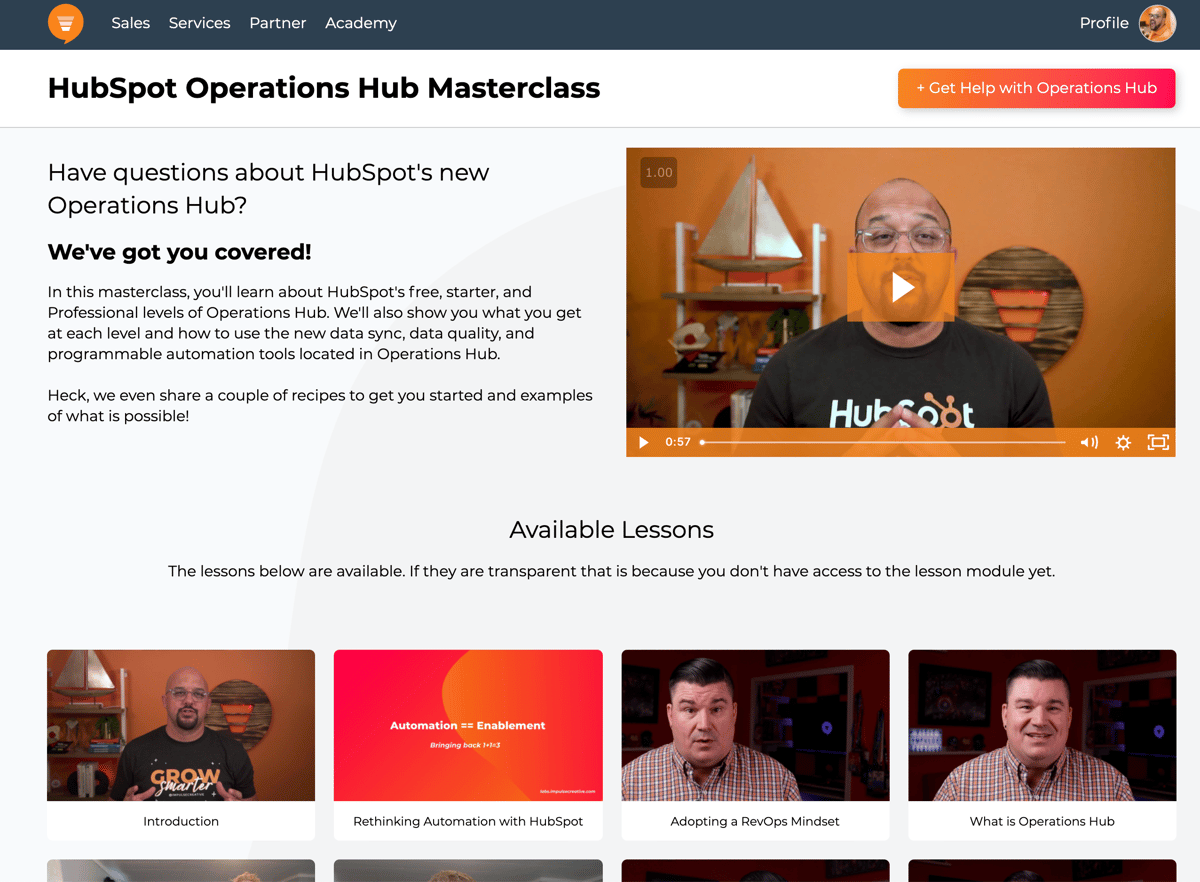 HubSpot Operations Hub Masterclass / Course